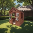 "COCLUB Kids Outdoor Playhouse, Wooden Playset with Door, Windows ...