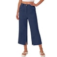 XIAOCHA Women's High-Waisted Wide-Leg Pants Button-Fly Slit-Hem Casual ...