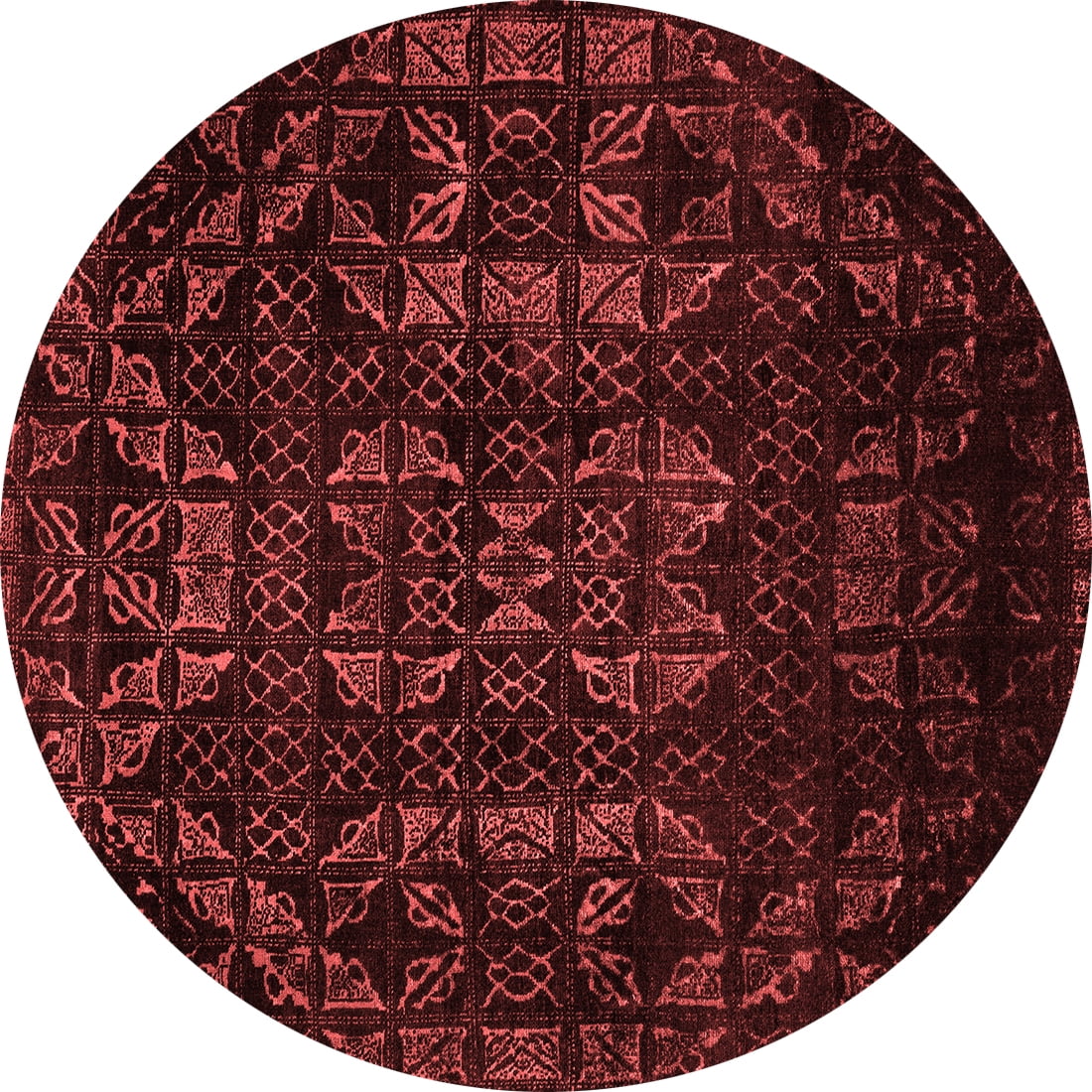 Ahgly Company Machine Washable Indoor Round Abstract Red Modern Area ...