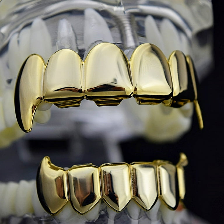 Bottom Gold Grillz With Fangs