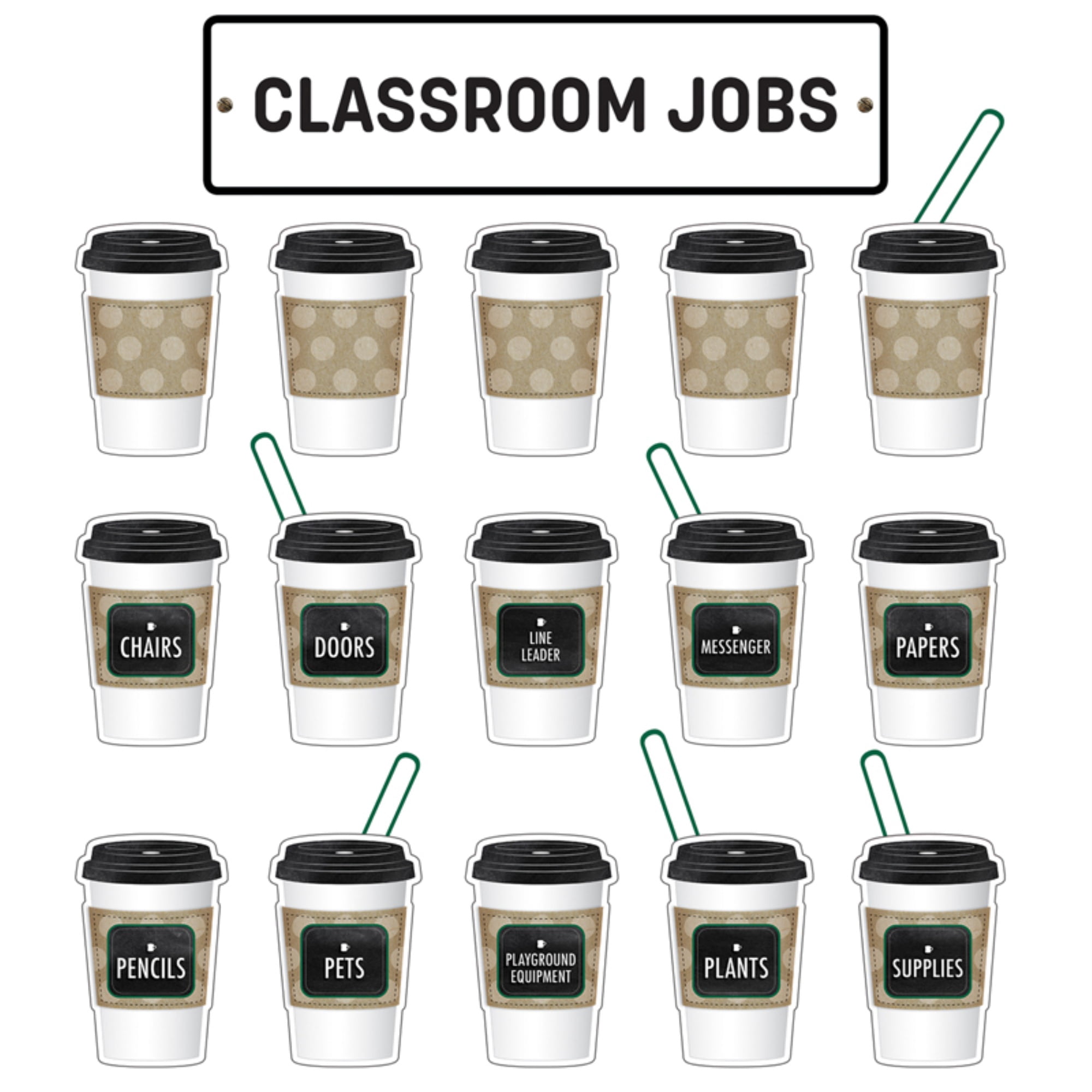Industrial Cafe Classroom Jobs Mini Bulletin Board Set, 52 Pieces ...