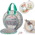 1Pc Round Embroidery Storage Bag - Multi-Pocket Carrying Tote for ...