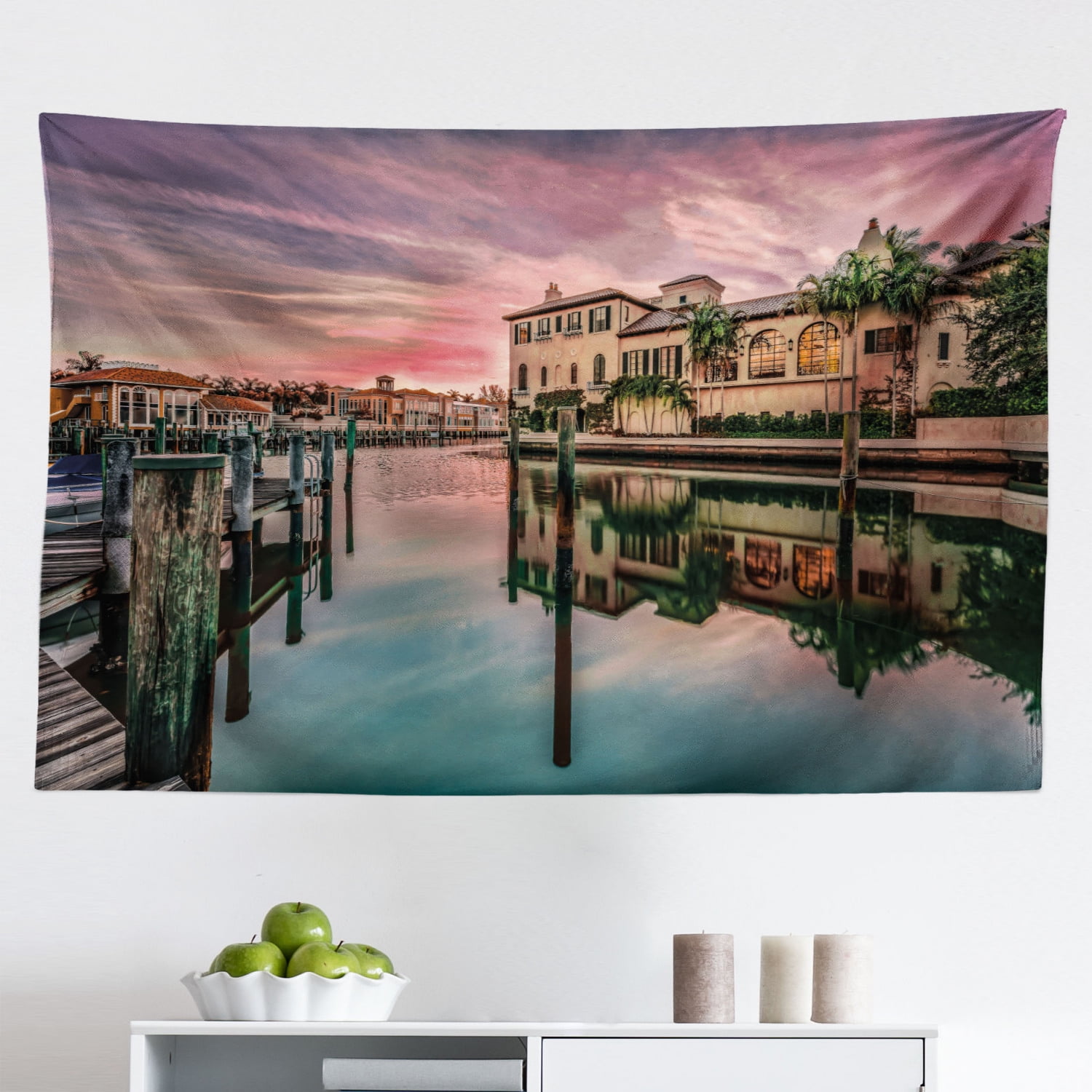 Cityscape Tapestry, Paris Street with Houses Buildings and Tree on ...