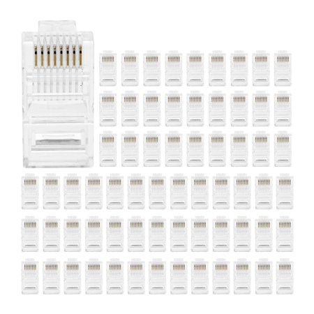 (Pack of 100) RJ45 Cat5E Network Cable Connectors Modular Unshielded ...