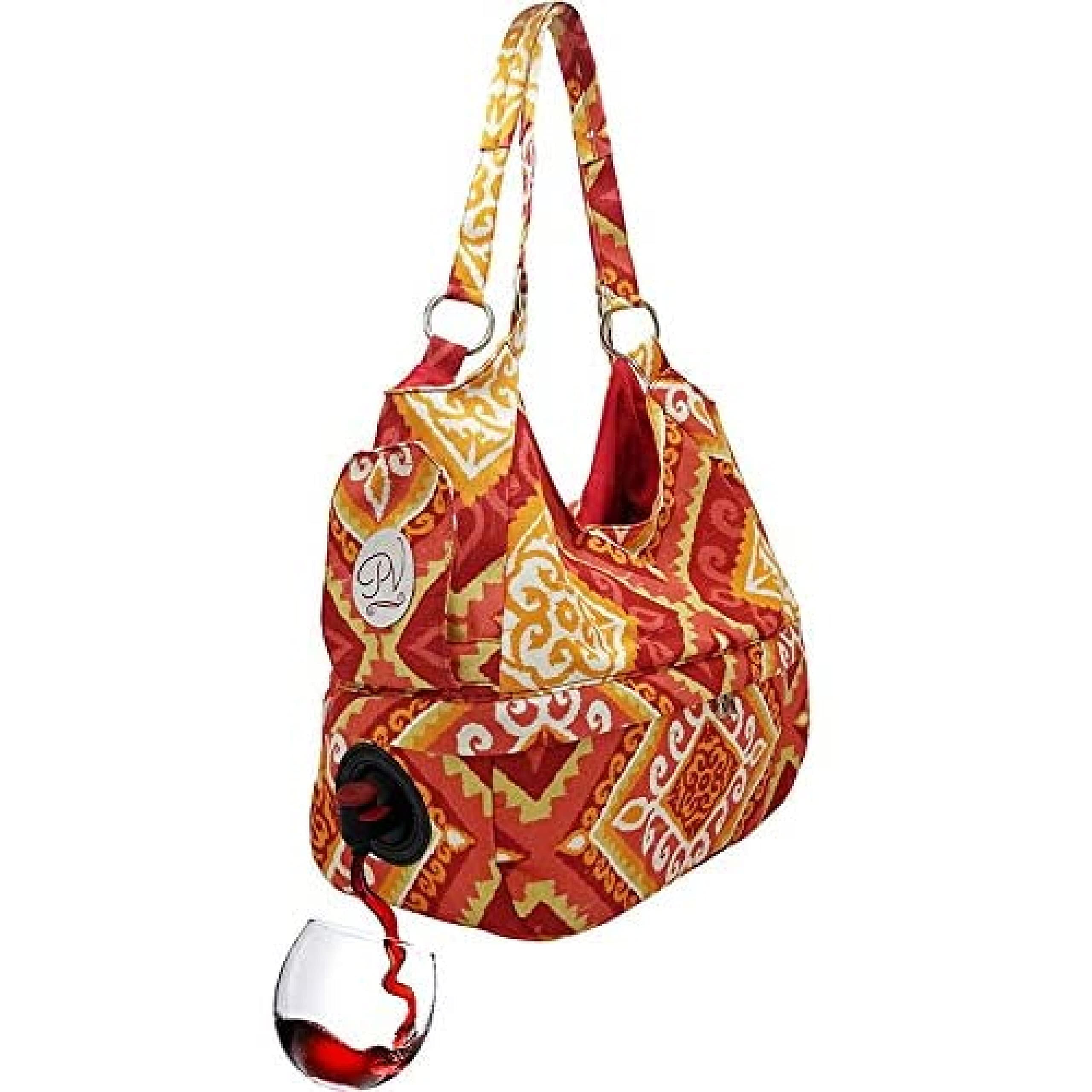 Portovino Swankey Zag Wine Tote With Hidden Insulated Compartment Holds ...