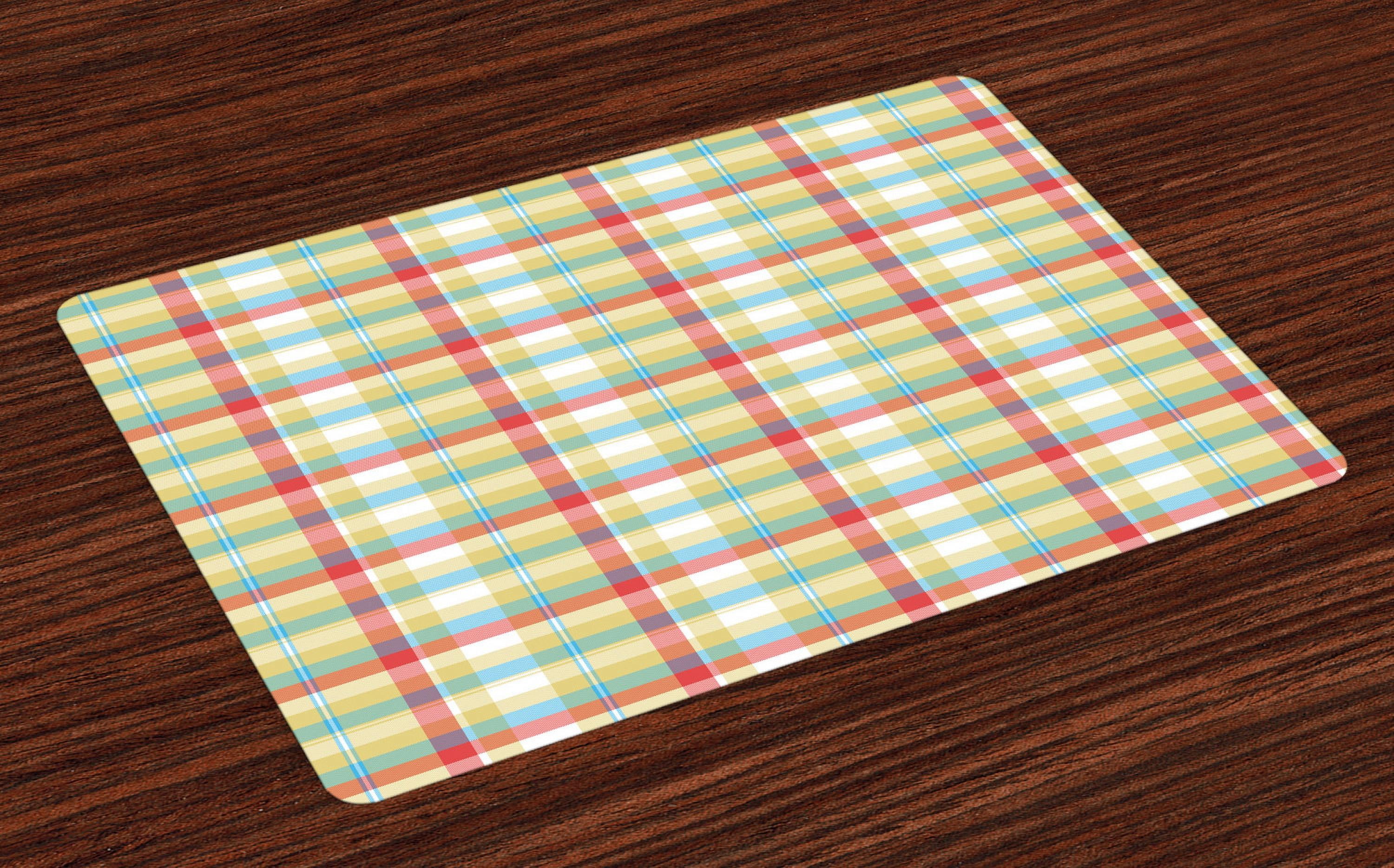 Ambesonne Plaid Place Mats Set of 4, Colorful Shapes with Lines ...
