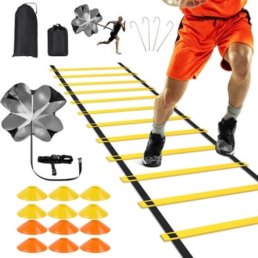 Soccer Speed Agility Training Set - 20FT Agility Ladder, 12/16 Cones & Kick Trainer for Youth ...