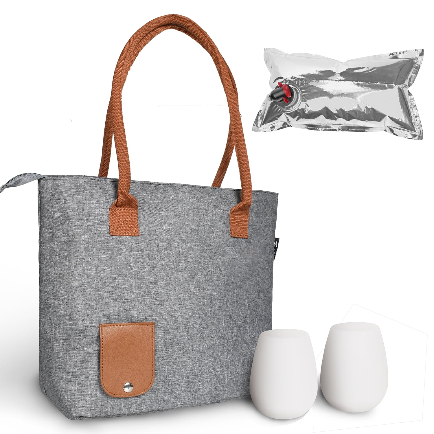 Wine Tote Bag with Hidden Dispenser, Insulated Large Wine Carrying ...