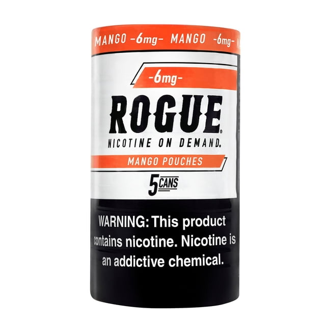 Rogue Oral Tobacco Nicotine Pouches, Mango, 6 mg, 5 cans, 20 pk ...