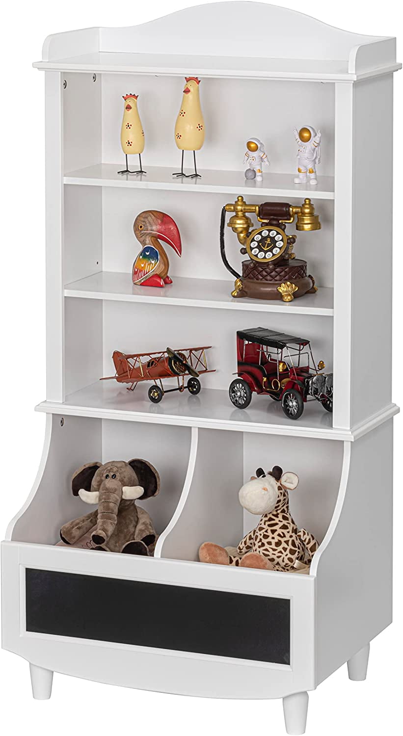 UTEX Kids Bookshelf and Toy Storage, Kids Wood Bookcase with Blackboard ...