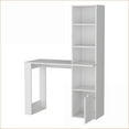 Computer Desks, White Transitional Desk with 4-Tier Bookcase & 1-Door ...
