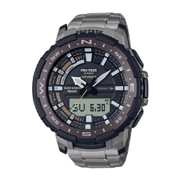 Casio Men's PRO TREK Atomic Solar Triple Sensor Watch, Titanium Band ...