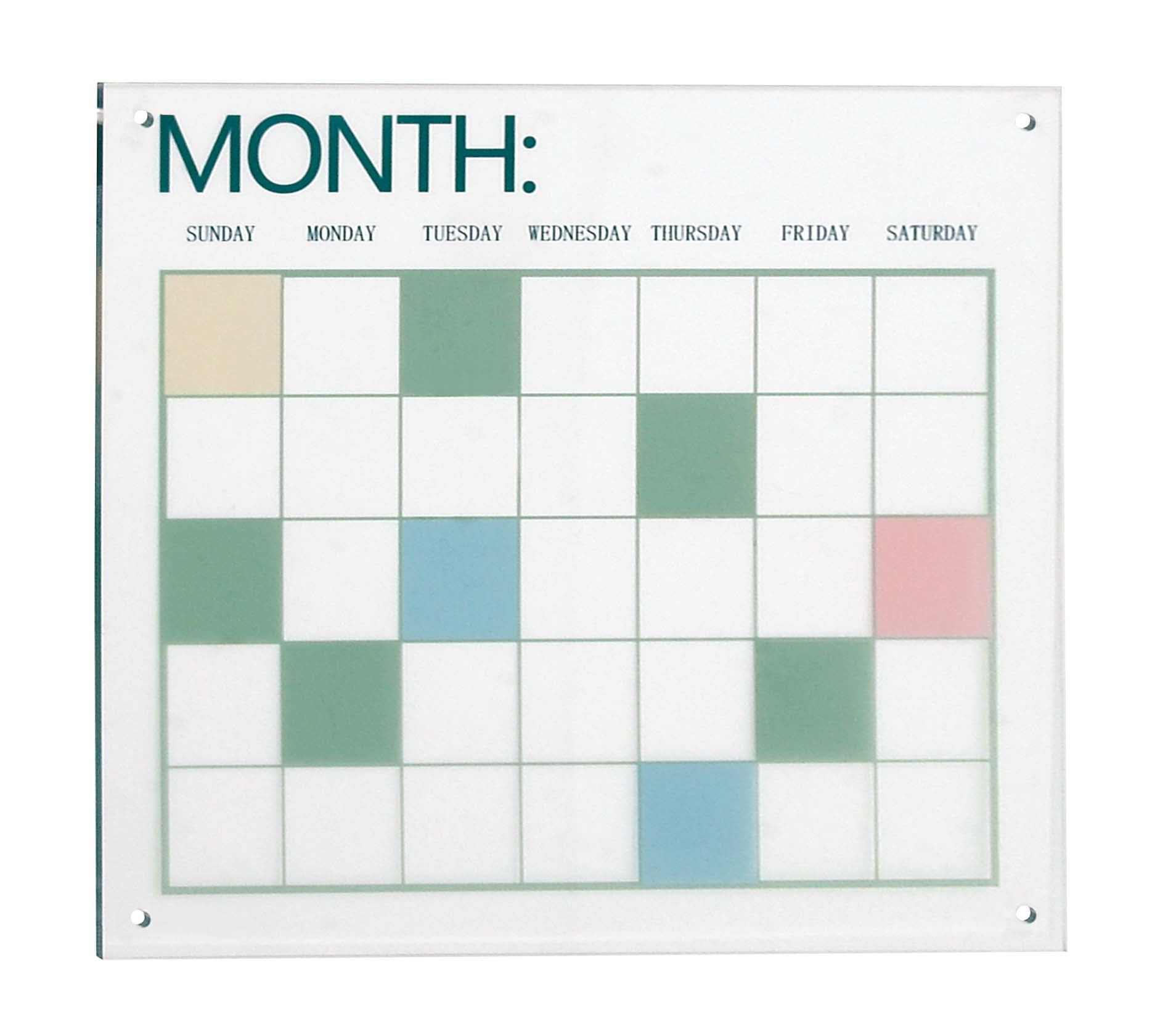 Decmode Modern 19 X 17 Inch Rectangular Acrylic Wall Calendar, White ...