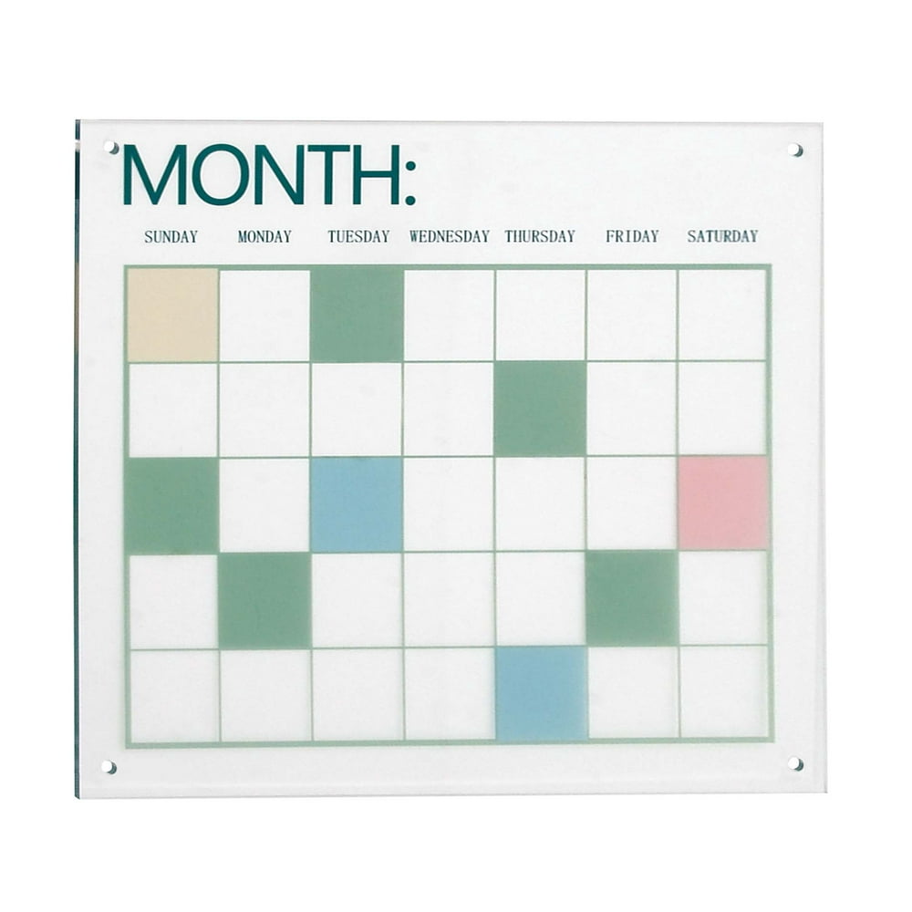 Decmode Modern 19 X 17 Inch Rectangular Acrylic Wall Calendar, White ...