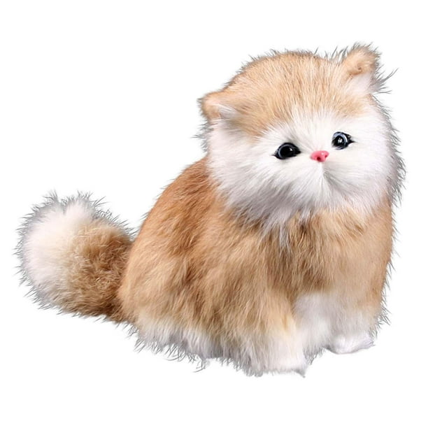 Simulation Cat Animal Models Birthday Gift Cute Plush Kitties Lifelike ...