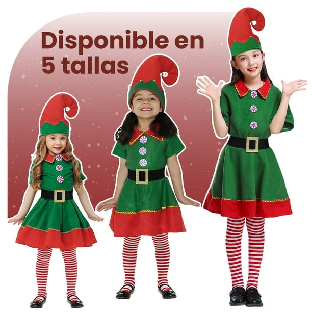 Disfraz Duende De Navidad Niñas Infantil Duendecilla Elfa Ayudante ...