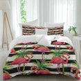 4 Piece Duvet Cover Set Queen, Flamingo Summer Palm Leaves Soft ...