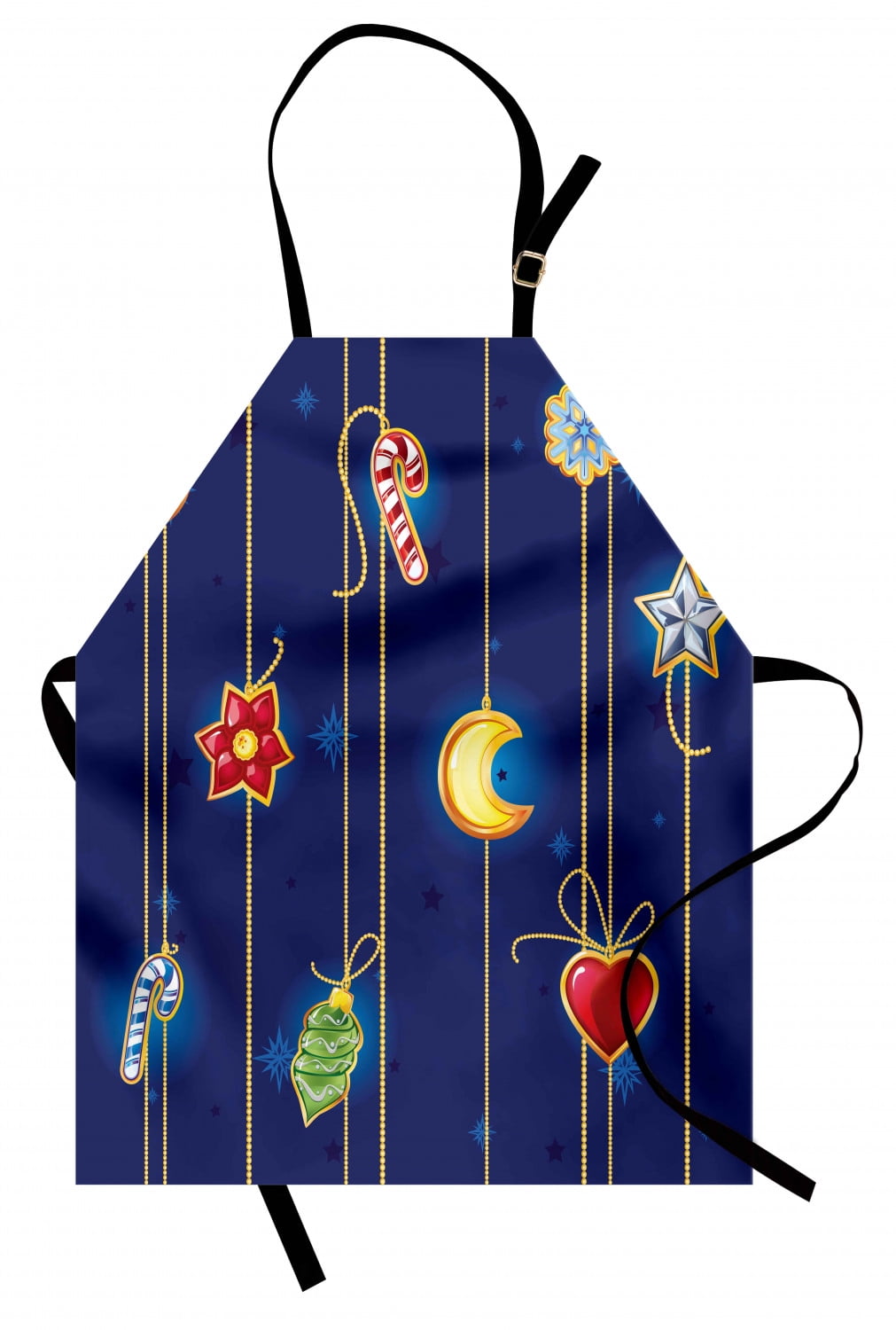 Christmas Apron Cute Celebratory Object on Stripes Star Moon Candy ...