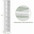 Bamjoy 71 Inches Tall Narrow Bookshelf, 8-Tier CD DVD Slim Media Tower ...