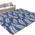 Beige Ferns Washable Area Rugs 4'x6', Marine Plants Fronds Floral Navy ...