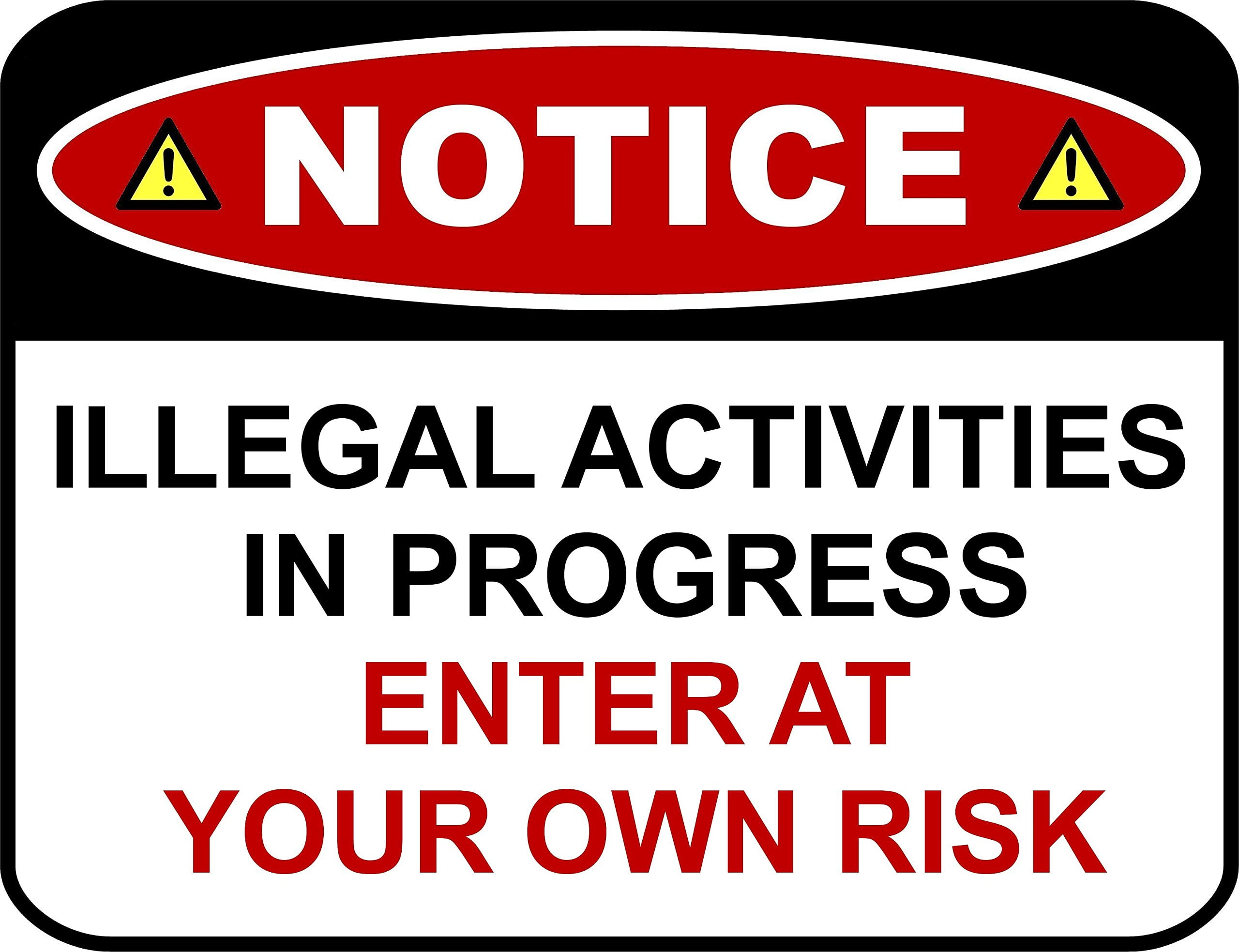 Flashing Blinking Red LED Laminated Funny Sign Notice Illegal ...