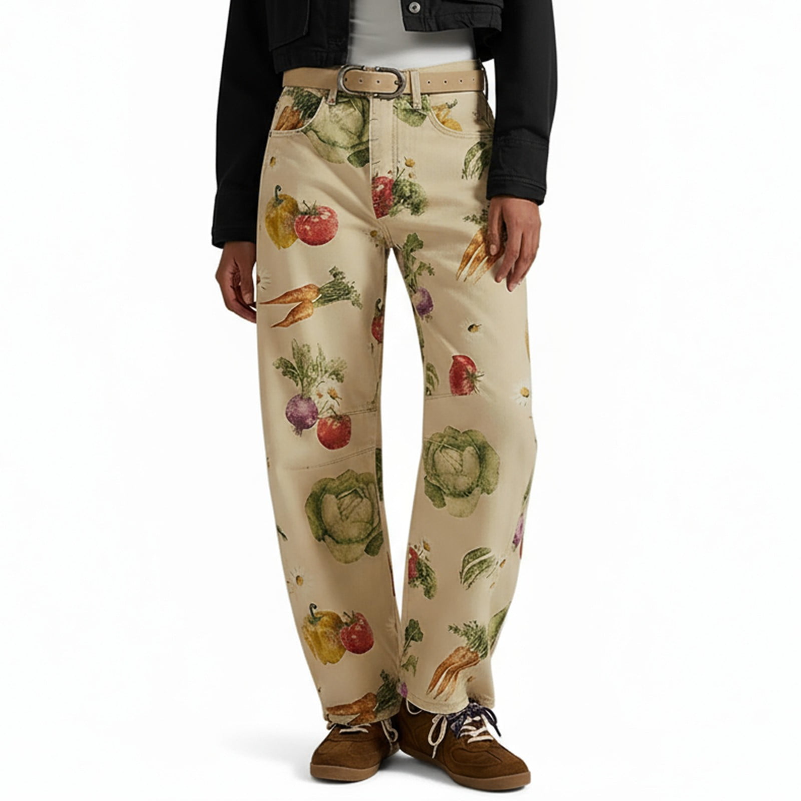 Click here for Fgnfyis Floral Print Casual Wide Leg Cropped Jeans... prices