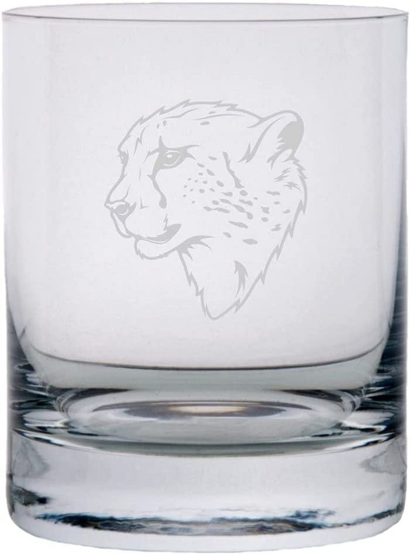 Cheetah Face Zoo Animal Themed Etched 10.25oz Crystal Rocks Whisky ...