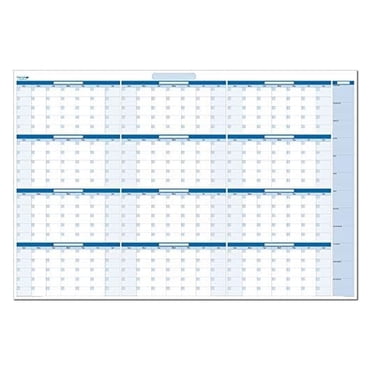 At A Glance Horizontal Wall Calendar 3-Months, Chipboard - Blue & White ...