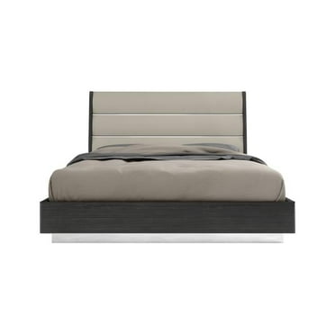 HomeRoots 60 x 76 x 80 in. King Size High Gloss Beige Upholstered ...