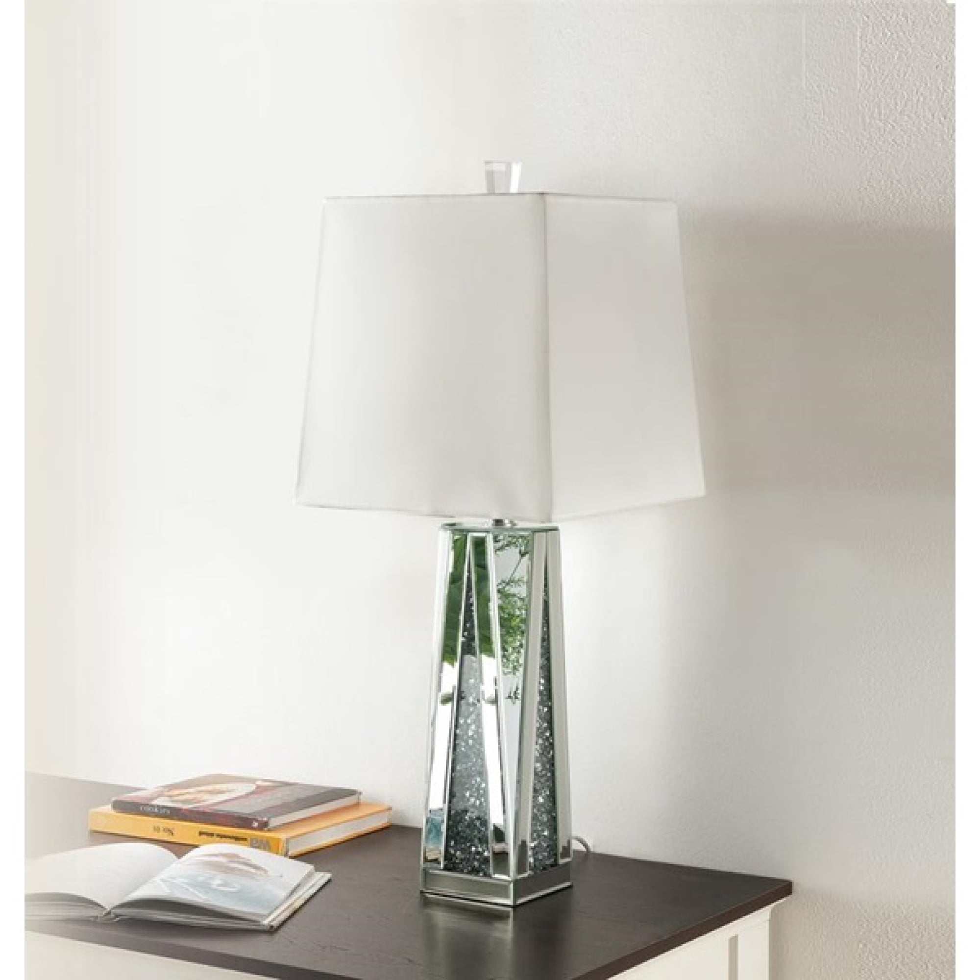 Glam Modern Mirrored & Faux Diamonds ACME Noralie Table Lamp - Walmart.com