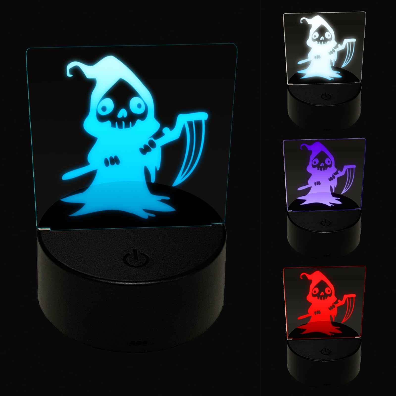 Creepy Spooky Skeleton Grim Reaper with Scythe Horror LED Night Light ...