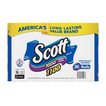 Scott 1100 Unscented Bath Tissue, 1-Ply, 36 Rolls, 1100 Sheets Per Roll ...