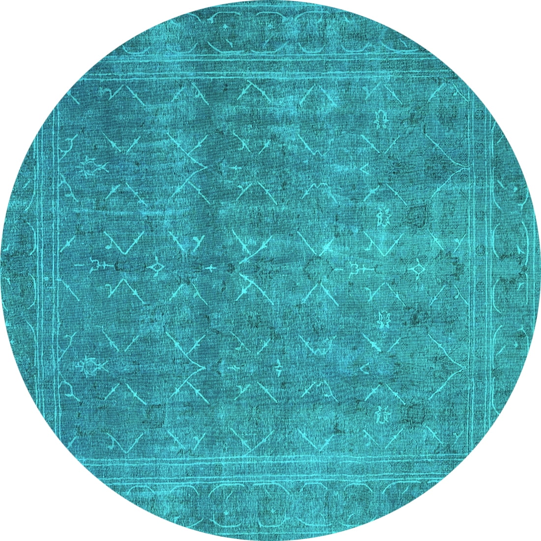 Ahgly Company Machine Washable Indoor Round Persian Turquoise Blue ...