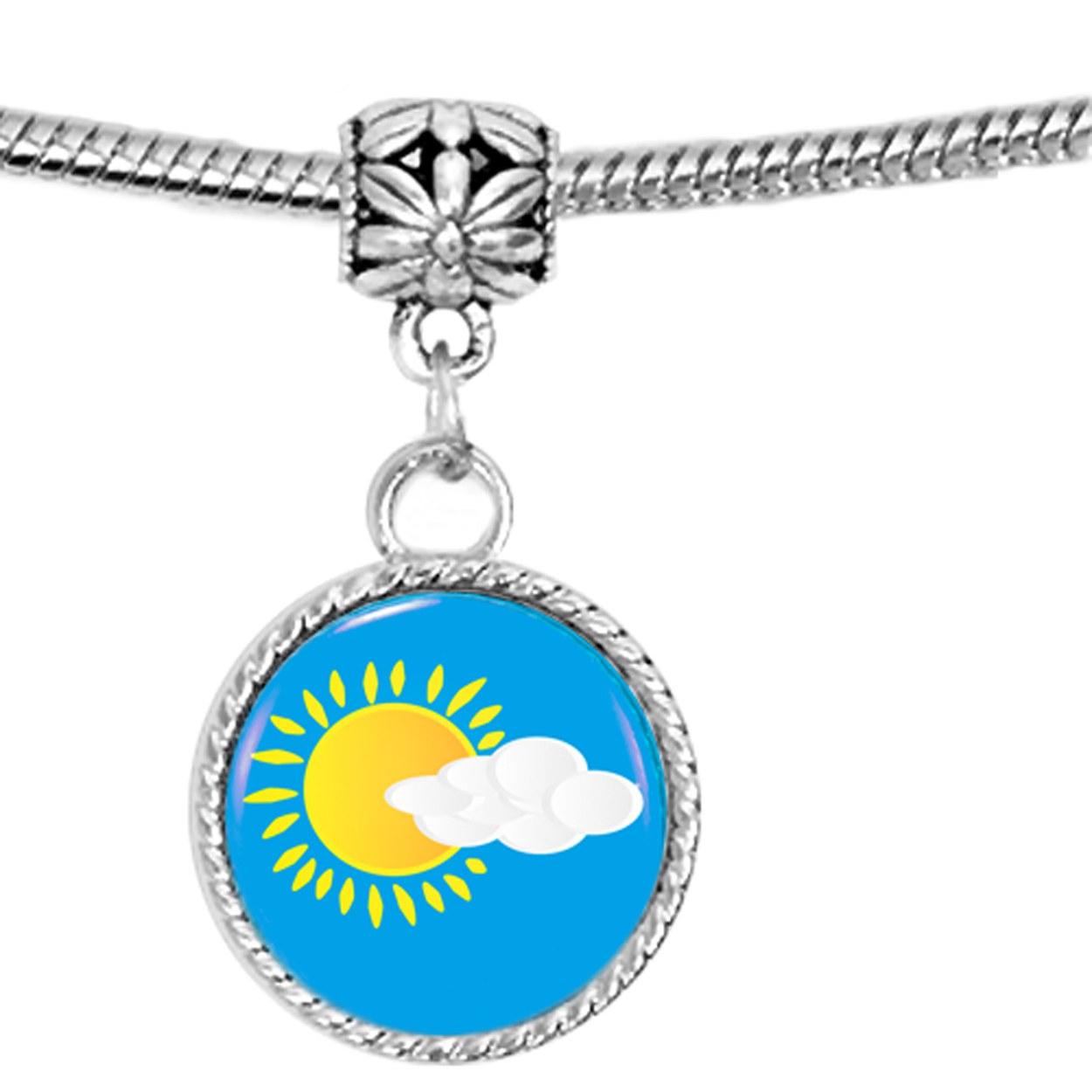 Sun with Clouds Vector Illustration Charm Bracelet - Walmart.com