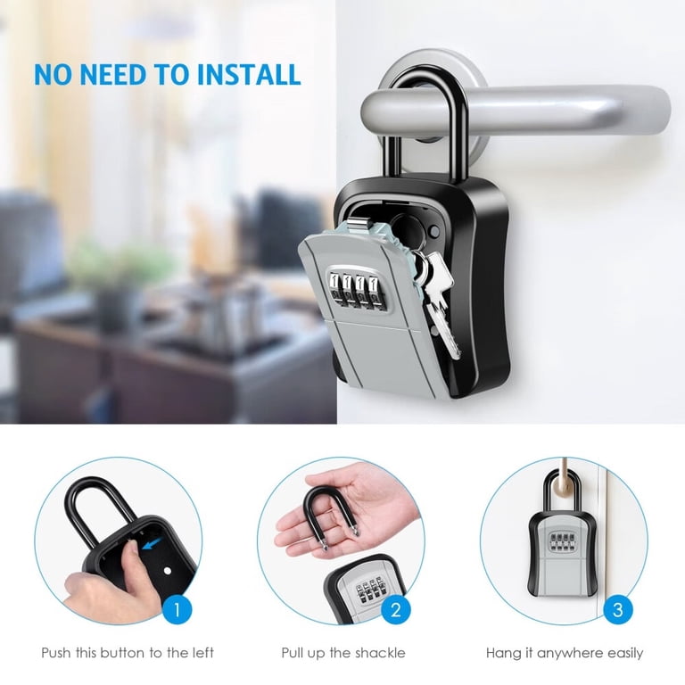 Best Outdoor Key Lock Box 4-Digit Safe Key-Mounted Wall Security ...
