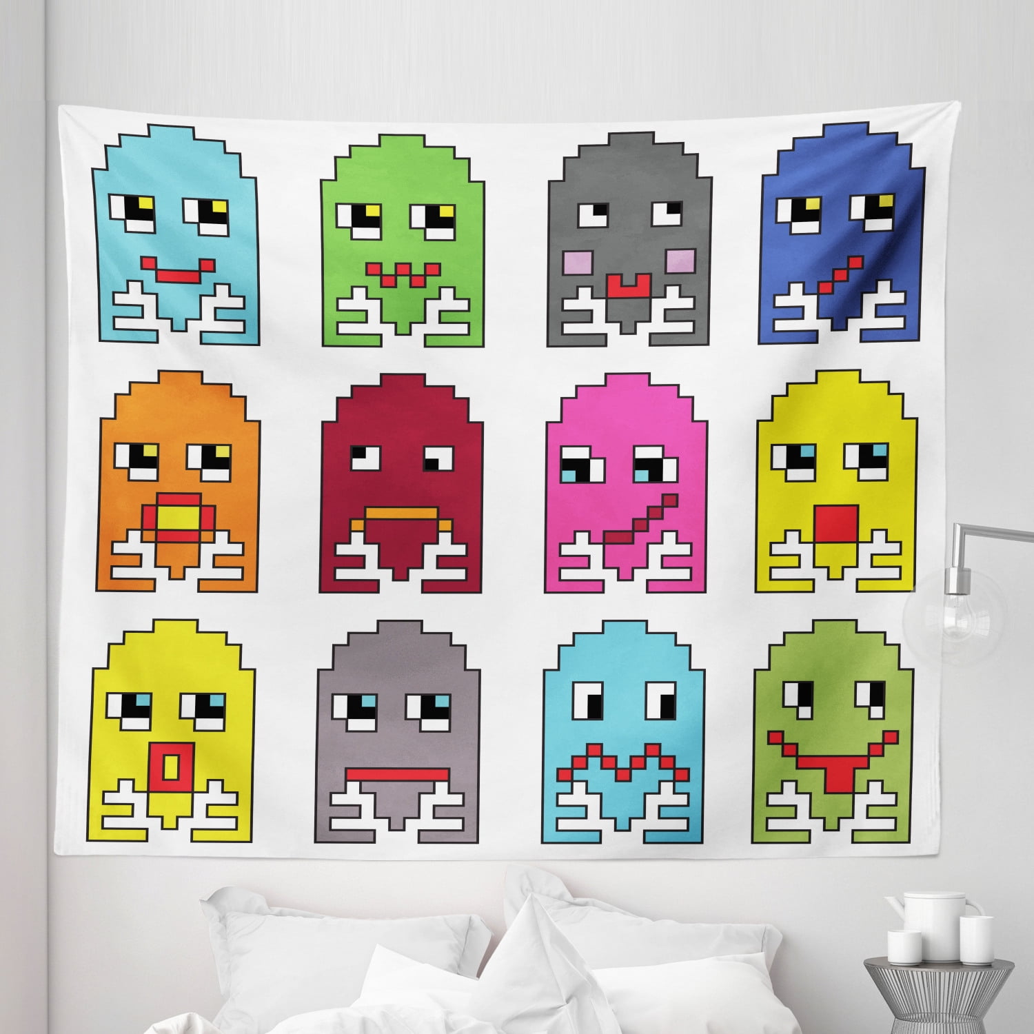 Video Game Tapestry, 90's Vintage Video Games Style Cartoon Showing ...