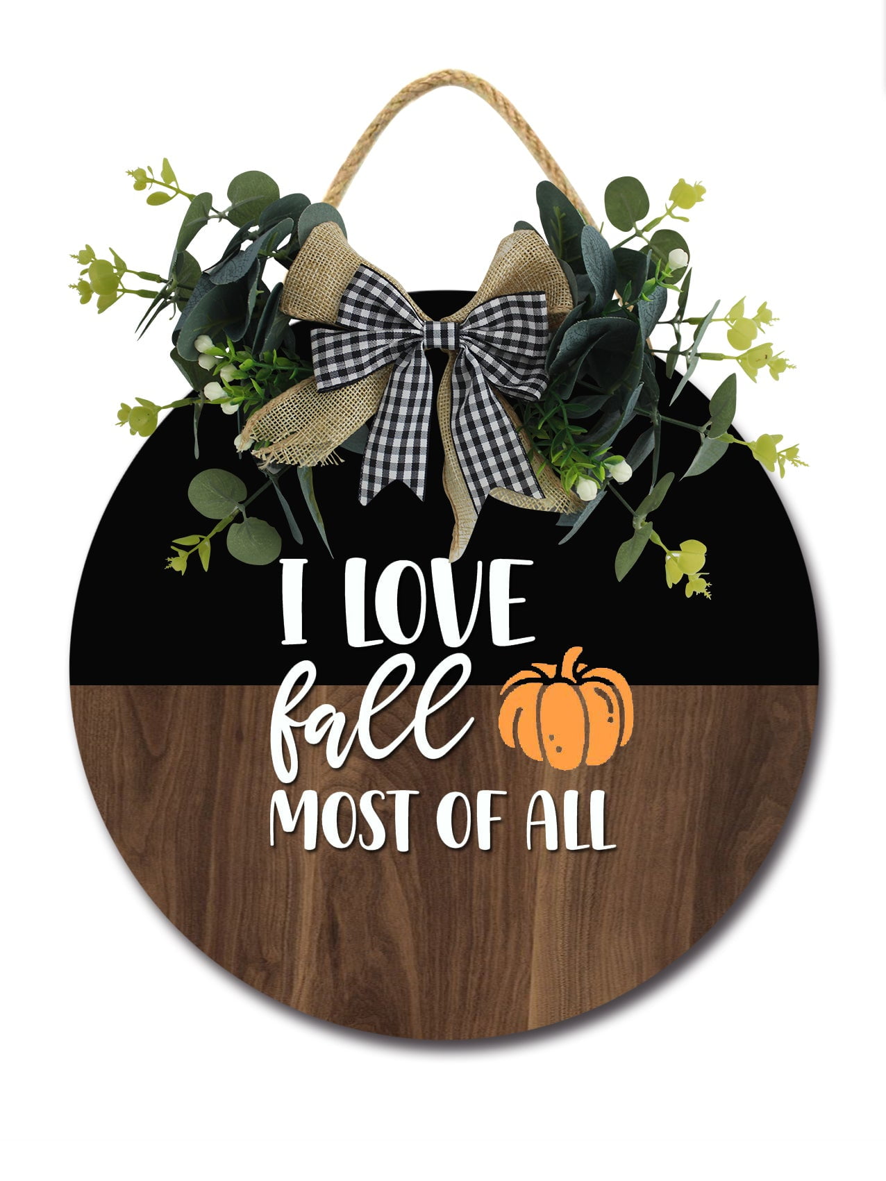 Peace Love Fall Sign Front Door Porch Decorations, Round Rustic Wood ...