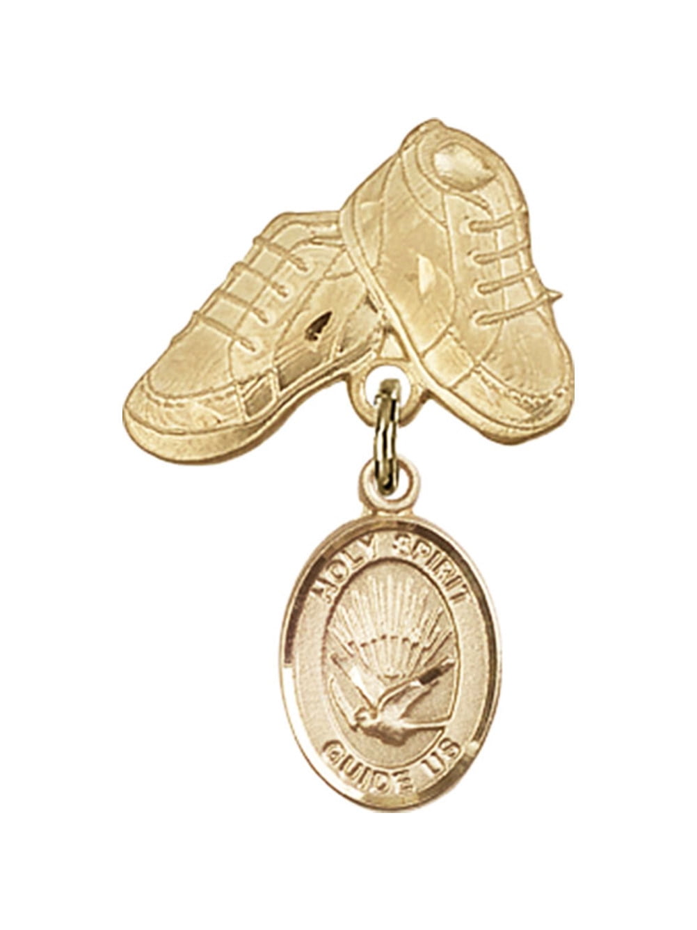 Gold Filled Baby Badge with Holy Spirit Charm and Baby Boots Pin 1 X 5/ ...