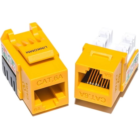 LINKOMM 25-Pack RJ45 Cat6A Slim Profile UTP Unshielded Key Jack with ...