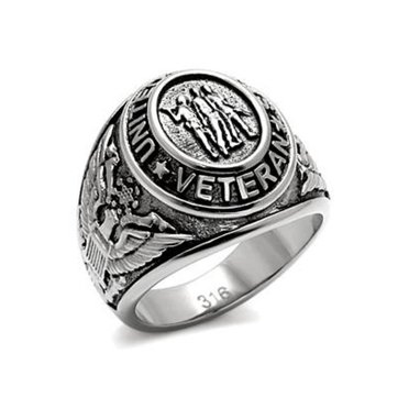 5.0ct Blue Sapphire USA Navy Male Military Signet Ring Steel IP 14K ...