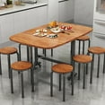 Outate Solid Wooden Folding Dining Table with 6 Lockable Wheels (Brown ...