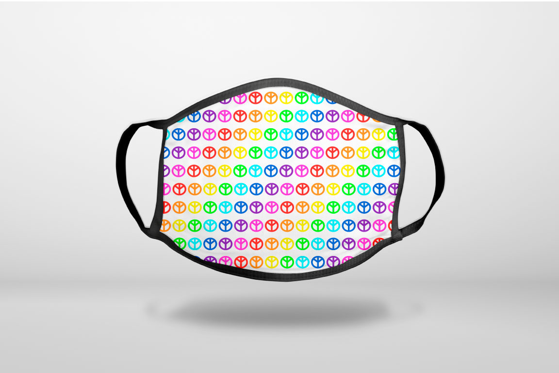 White Rainbow Peace Signs - 3-Ply Reusable Soft Face Mask Covering ...