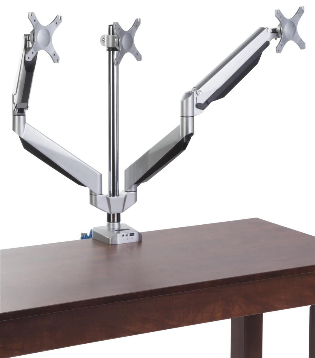 Displays2go Computer Desk Mount with 3 Arms, Clip-on Style, Aluminum ...