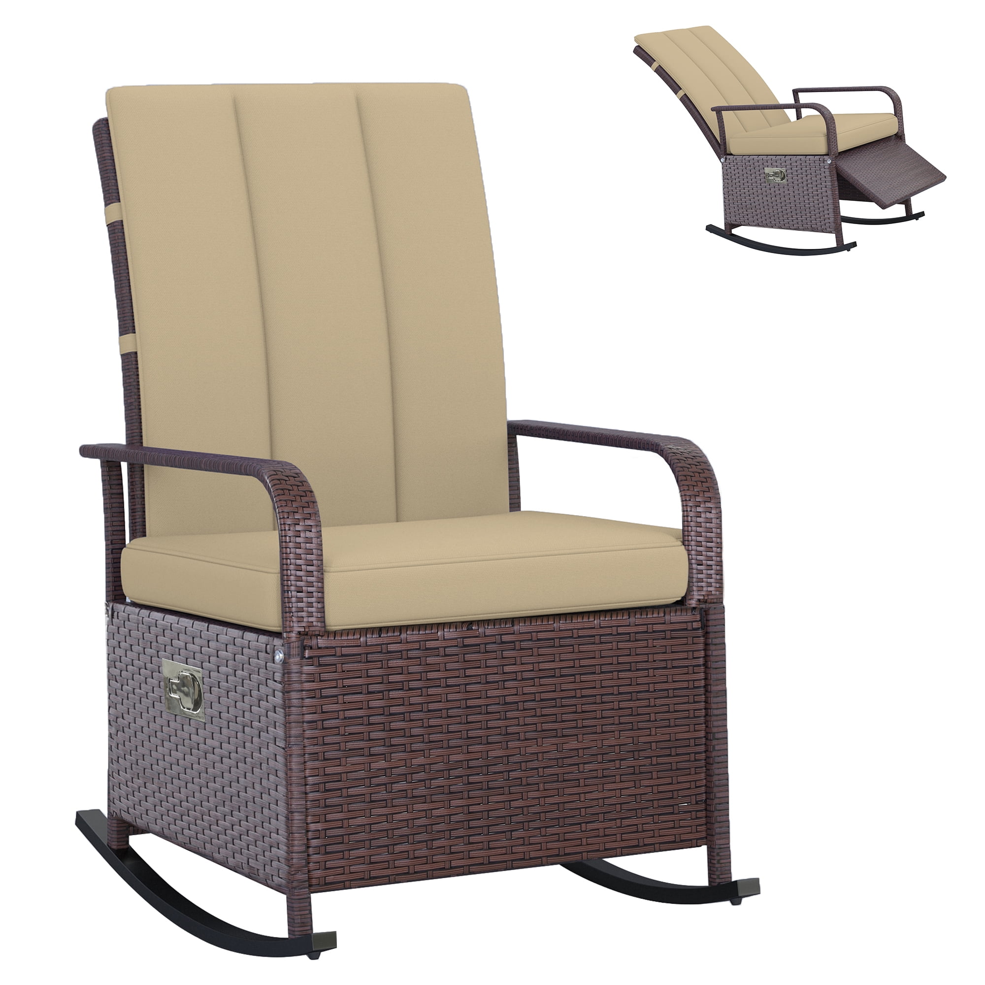 Click here for Outsunny Wicker Rocking Chair With Cushion Adjusta... prices