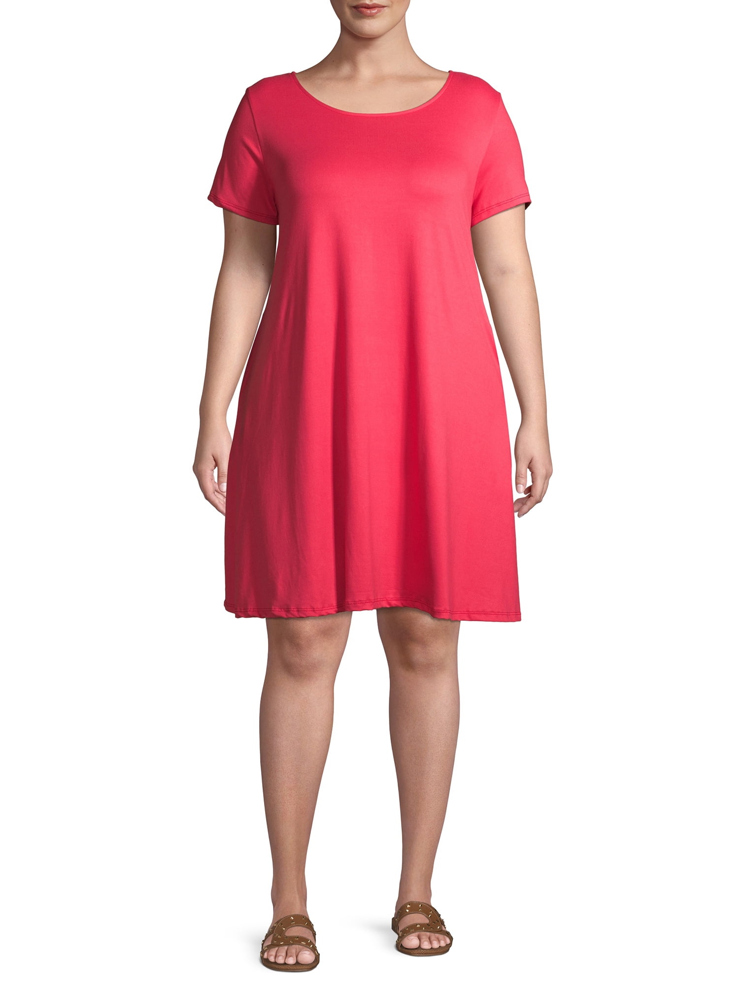 Ella Samani Womens Plus Size Short Sleeve T Shirt Dress With Pockets