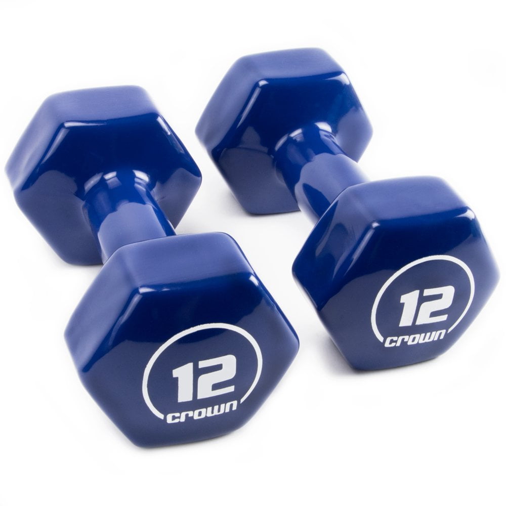 Brybelly Vinyl Hex 12 LB Weights, Hand Weights Dumbbells Set, Free ...