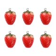 6pc Opaque Resin Pendants Strawberry Charms Imitation Food with ...