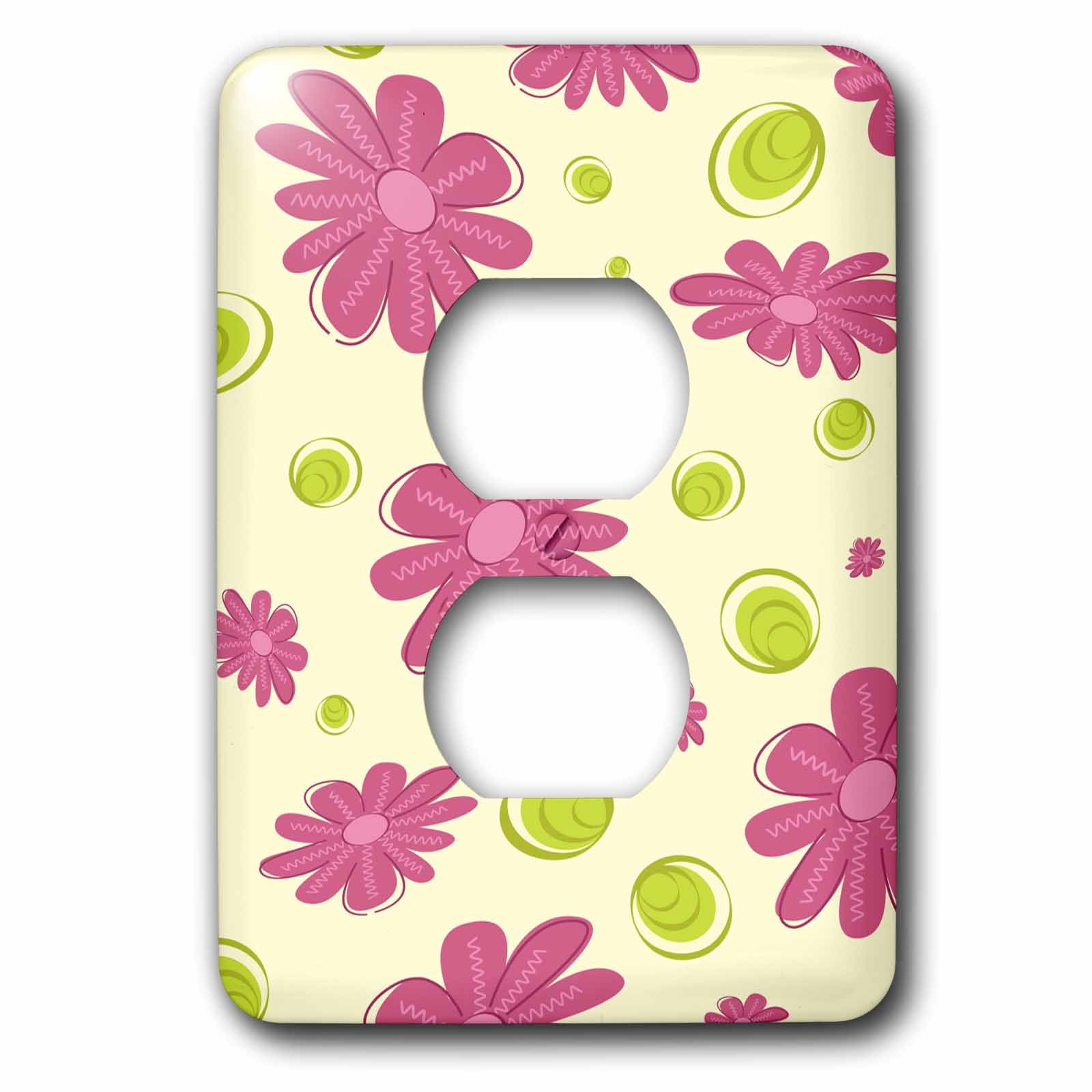 Cute Purple Daisy Pattern With Green Accents 2 plug outlet cover lsp ...