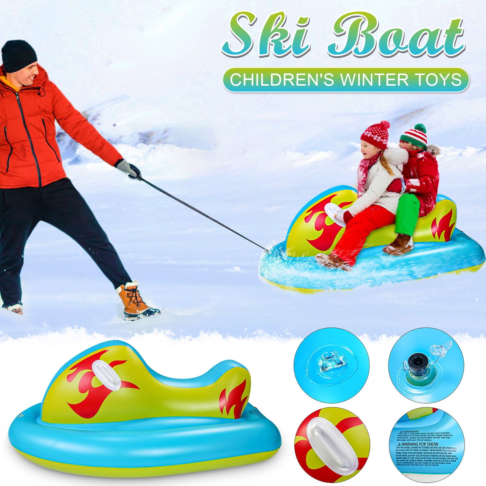 YZHM Snow Tube For Sledding Kids, Inflatable Snow Tube For Kids,Eavy ...