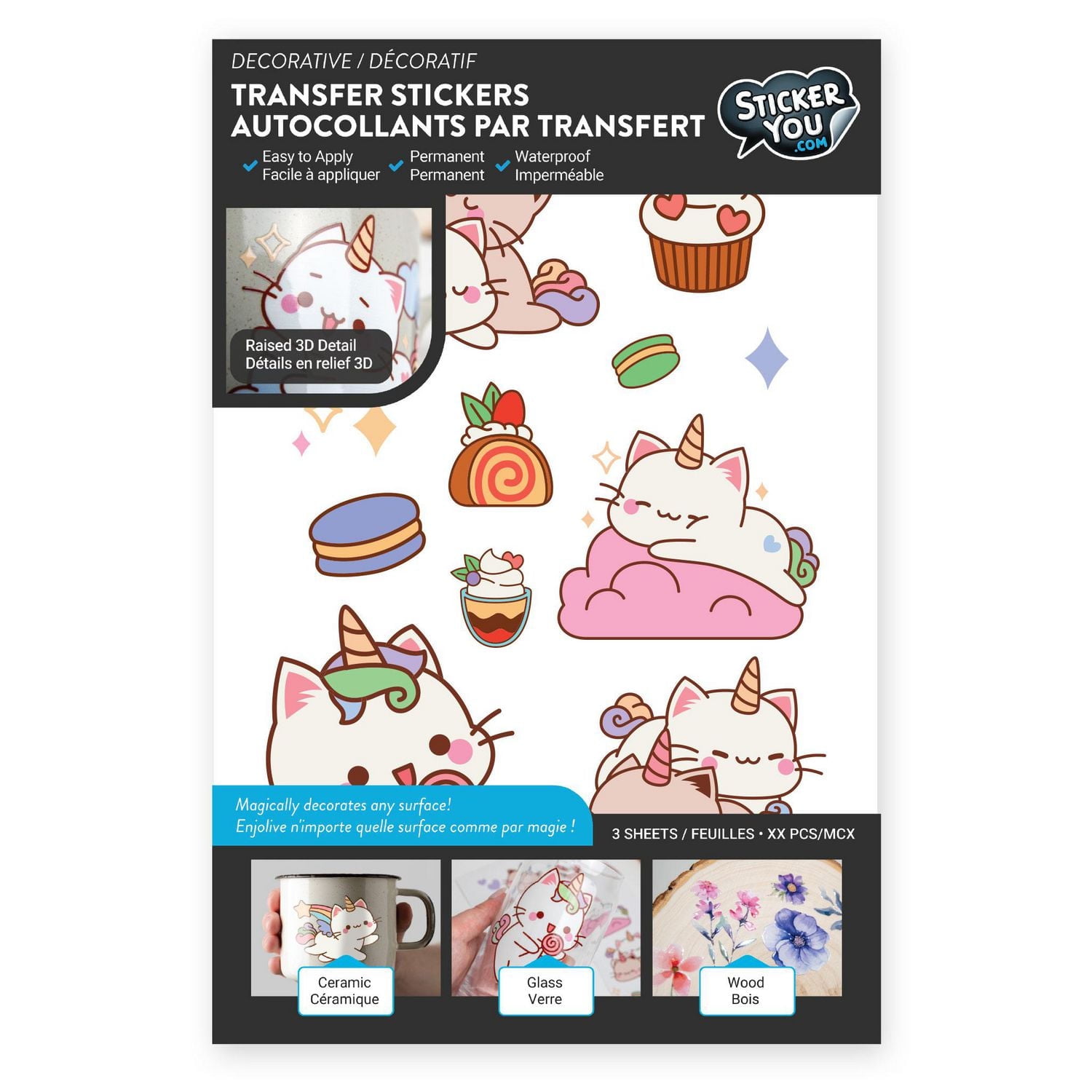 Click here for Stickeryou Cute Unicorn Dessert Transfer Stickers-... prices